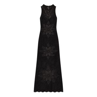 Twinset Femme, Robes, Noir, Taille: 42 FR Mesh Floral Maxi Dress