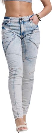 Cipo & Baxx Damen Jeans WD382 Eisblau - Slim Fit Straight Jeans Hose - Mit Extravagantem Nahtdesign, Atemberaubender Casual Look, Angenehmes Gef&uuml;hl - WD382 Eisbla