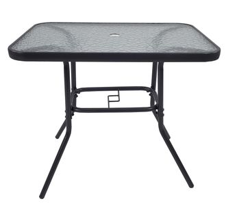 VCM Gartentisch aus Glas und Metall | Esstisch | Ma&szlig;e ca. H. 70 x B. 80 x T. 55 cm | Anthrazit | Balkontisch Gartenm&ouml;bel 80x55 Klarglas