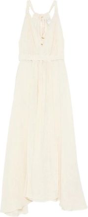 120% Lino Femme, Robes, Blanc, Taille: 38 FR Robe Maxi en Lin