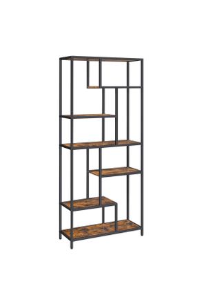 Boxxx Regal, Braun, Schwarz, Holzwerkstoff, Vintage, 6 F&auml;cher, 80x180x30 cm, Typenauswahl, Beim&ouml;bel erh&auml;ltlich, in verschiedenen Gr&ouml;&szlig;en erh&auml;ltlich, Wohnzimm