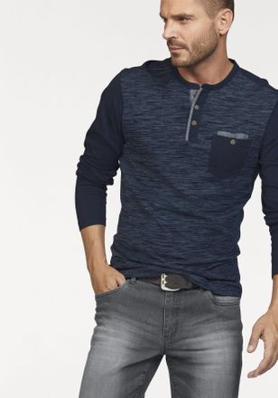 Arizona Longsleeve ARIZONA, Herren, Gr. XXL (60/62), blau, Single Jersey, Obermaterial: 100% Baumwolle. Besatz: 100% Baumwolle, meliert, regular fit, Rundhals