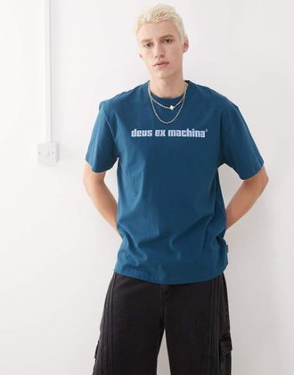 Deus T-shirt avec motif sérigraphié - Bleu