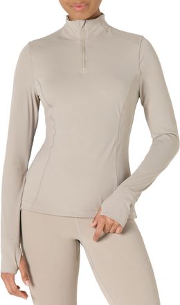 Amazon Essentials Damen Active FormFlex Buttery Soft Schlupfjacke mit Viertelreißverschluss und langen Ärmeln, schlanke Passform, Taupe, XL