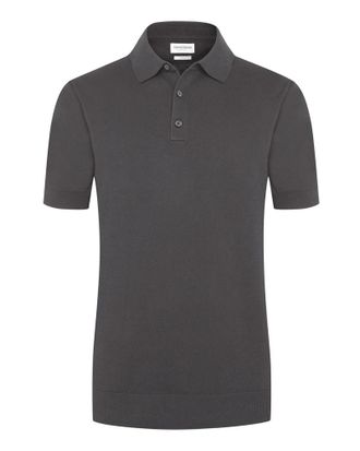 Tom Rusborg Unifarbenes Poloshirt aus Baumwolle mit gerippten B&uuml;ndchen in