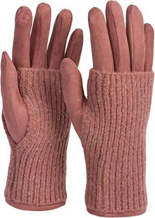 styleBREAKER Gants pour femmes en peluche avec poignets en tricot amovibles, gants dhiver chauds pour les jours glacials 09010022, couleur:Vieux rose