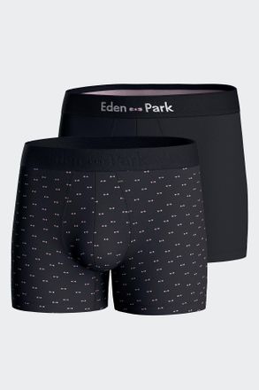 Eden Park Lot De Deux Boxers En Jersey De Coton Stretch Marine Et Micromotifs