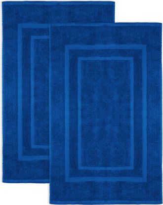 NatureMark 2er Pack Badvorleger Badematte | Premium Qualität | 100% Baumwolle | 50 x 80 cm | Duschvorleger Duschmatte Doppelpack | Farbe: Royal blau