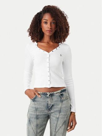 Guess Bluse W6YP03 K3647 Wei&szlig; Slim Fit