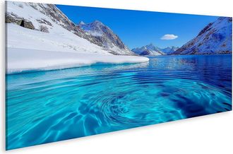 Islandburner Bild auf Leinwand Verschneite Berge und klares türkises Wasser Bilder Wandbilder Poster