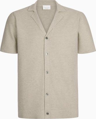 Profuomo Strick-Kurzarmhemd mit Variokragen und Perlmuttkn&ouml;pfen in