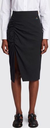 Vivienne Westwood Jupe crayon midi en satin drap&eacute; avec fente avant