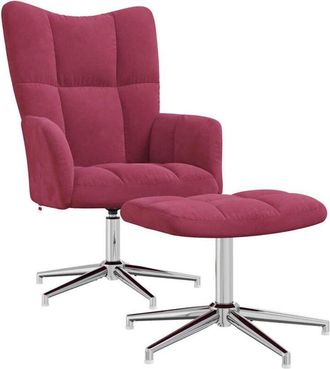 vidaXL Relaxsessel mit Hocker Weinrot Samt vidaXL
