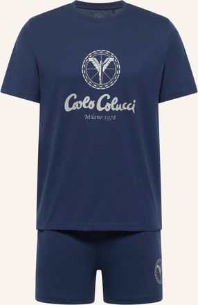 Carlo Colucci Carlo Colucci Herren Shorty Pyjama Set Ferremi blau