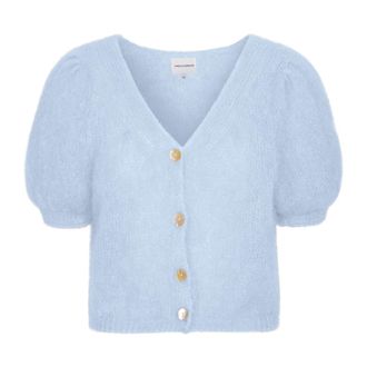 Americandreams Hellblauer V-Ausschnitt Cardigan - - Knitwear - Damen - Blau - L