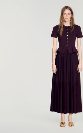 Sandro Robe longue en maille &agrave; basque