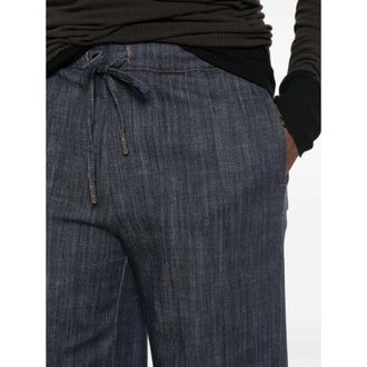 PANICALE Virgin Wool Pinstriped Trousers - Gray