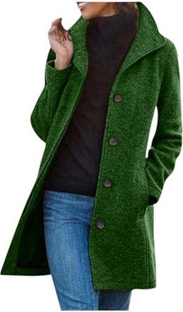 Generic Manteau Femme Hiver &Eacute;l&eacute;gant Laine Veste Longue Manteau dhiver &agrave; Revers Trench-Coat Boutonnage Chic Manteaux Chaud Couleur Unie Veste avec Poches Outwe