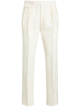 Polo Ralph Lauren pantalon en lin &agrave; plis - Blanc