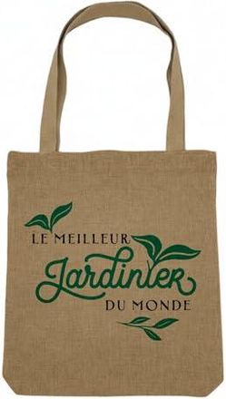 Fabulous Sac Shopping Tote Bag Aspect Lin - Le Meilleur Jardinier du Monde Plante Jardin Potager - Sac de Courses Toile Epaisse 360g Beige Naturel Cabas Port&eacute; 