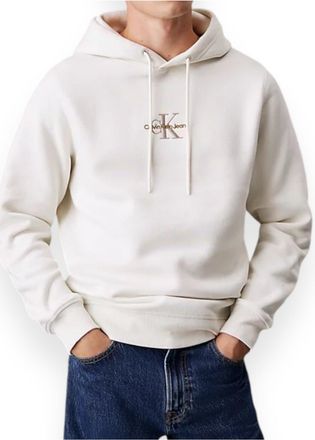 Calvin Klein Jeans Herren Hoodie mit Kapuze, Weiß (Ivory), XXL