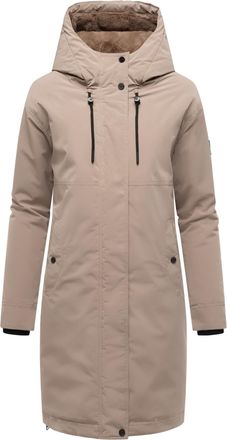 Navahoo Damen Langer Mantel warme Winterjacke mit Kapuze Hageltanz 14 Taupe Grey Gr. 3XL