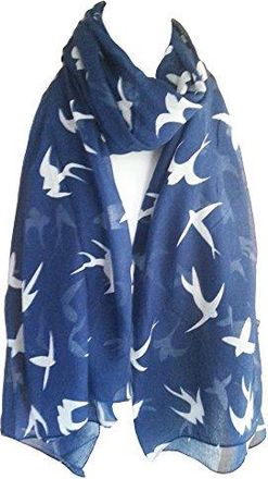 GlamLondon Foulard imprim&eacute; hirondelle - Bleu - Large