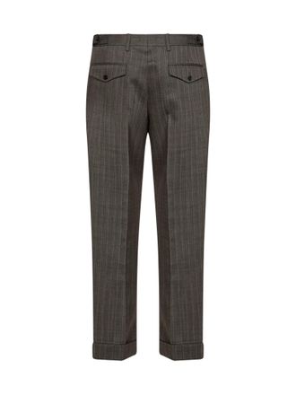 Dries Van Noten Mens Tailored Trousers Philip Cement Wool Brown