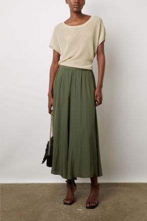 Gerard Darel Jupe midi en satin pliss&eacute; - DENISA - Kaki