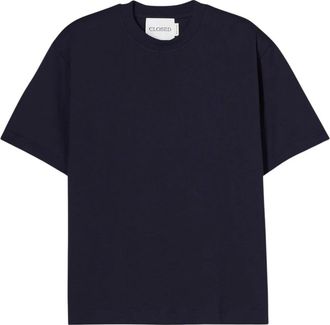 Closed Homme, Tops, Bleu, Taille: XL T-shirt col rond coupe regular avec logo brod&eacute;