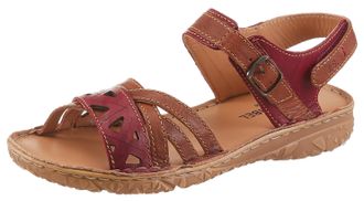 Josef Seibel Sandale JOSEF SEIBEL Ivy 08, Damen, Gr. 38, rot kombiniert, Leder, used, Schuhe Sandale, Klettschuh, Riemchensandale in Komfort-Schuhweite G (=weit)