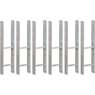 vidaXL Vidaxl - Pfostentr&auml;ger 6 Stk. Silbern 14&times;6&times;60 cm Verzinkter Stahl