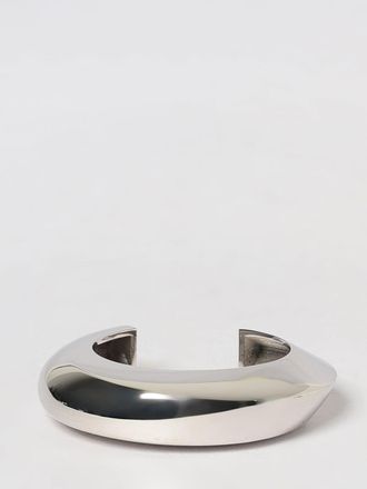Alaia Bracelet jonc rigide Edge en laiton chrom&eacute; avec logo grav&eacute;