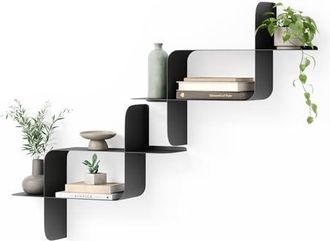 Umbra Montage - Lot de 2 Etag&egrave;res Murales en Acier Noir, Design Moderne Et D&eacute;coratif pour La Maison ou Le Bureau