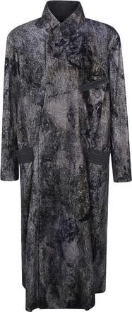 Ziggy Chen Manteau col montant en velours - Homme - Manteaux - Gris - Taille: S