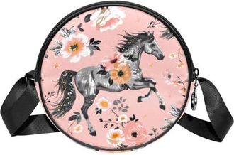 Generic Petit sac &agrave; bandouli&egrave;re rond pour femme, sac &agrave; bandouli&egrave;re avec fermeture &eacute;clair, bretelles r&eacute;glables, style d&eacute;contract&eacute; pour femmes et filles