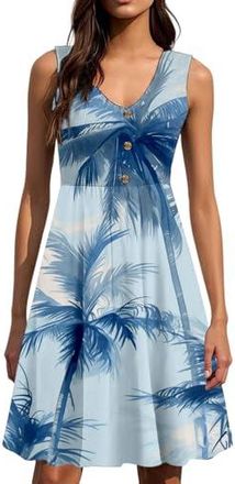 Generic Robe boh&egrave;me 2026 pour femmes, robe trap&egrave;ze d&eacute;contract&eacute;e et fluide &agrave; col en V avec imprim&eacute; floral, tenue de f&ecirc;te polyvalente pour le printemps, l&eacute;t&eacute;, l