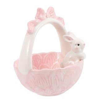 SOLUSTRE Osterhasen Dekoration Keramik Hase Mit Korb F&uuml;r Und B&uuml;rogestaltung Niedliches Desktop Ornament Deko-Accessoire F&uuml;r Festlichkeiten Und T&auml;gliche