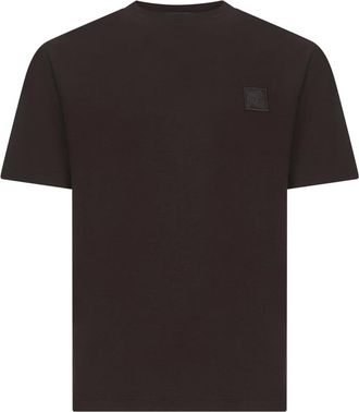 Stone Island Homme, Tops, Brun, Taille: L T-shirt marron avec patch logo monochrome
