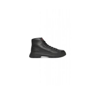 HUGO BOSS High-Top Stiefel aus genarbtem Leder - - Shoes - Herren - Schwarzk - 43 EU