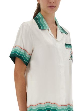 Casablanca Wave-Patterned Silk Shirt - Multicolor