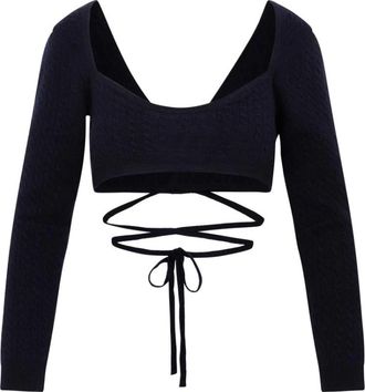 Patou Femme, Pulls, Noir, Taille: 40 FR Haut en Tricot C&acirc;bl&eacute; &agrave; Dos Crois&eacute;