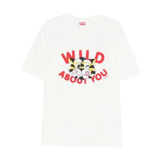Kenzo Homme, Tops, Blanc, Taille: M T-shirt Wild Tiger