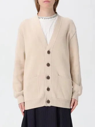 Golden Goose Cardigan coupe d&eacute;contract&eacute;e en coton m&eacute;lang&eacute; avec col V et poches plaqu&eacute;es