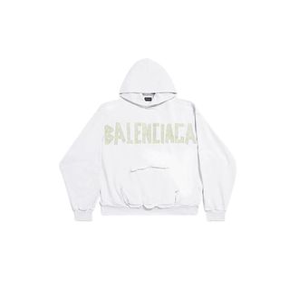 Balenciaga Oversized Unisex Hoodie mit Distressed Logo - - Sweatshirts & Hoodies - Herren - Beige - 2XS