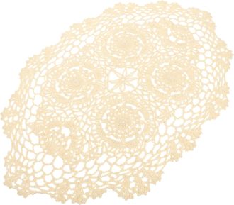 Artibetter Handgefertigtes H&auml;kel spitzentischset aus Baumwolle Beige Rustikaler Landhausstil Vielseitig Verwendbar f&uuml;r Esstisch Outdoor Picknick und Heimdekorati