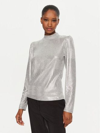 Oui Rollkragenpullover 89506 Silberfarben Regular Fit