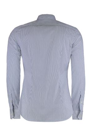 Slowear Mens Striped Cotton Shirt Dark Blue