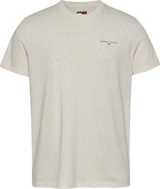 Tommy Jeans Herren T-Shirt Kurzarm Slim Linear Chest Tee mit Rundhalsausschnitt, Grau (Oat Marl Htr), XXL