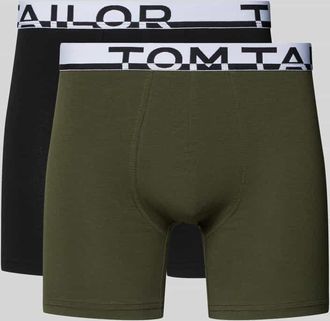 Tom Tailor Slim Fit Trunks mit Label-Schriftzug am Bund im 2er-Pack